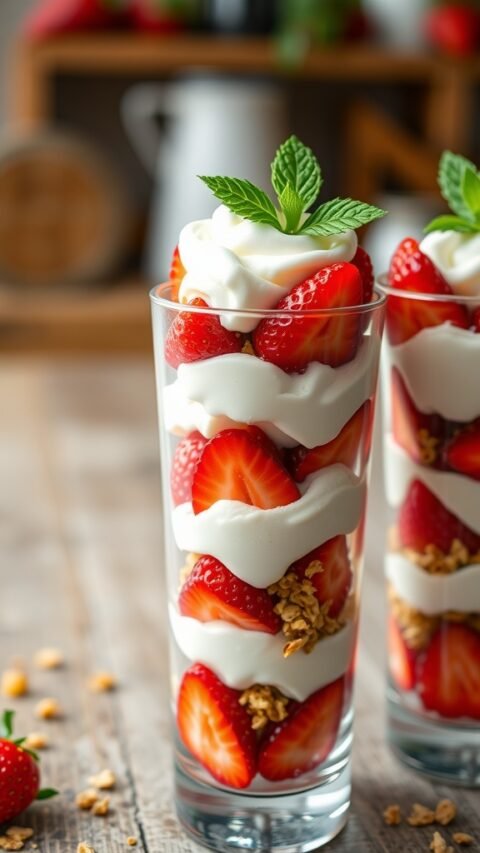 Delicious Strawberries And Cream Parfaits